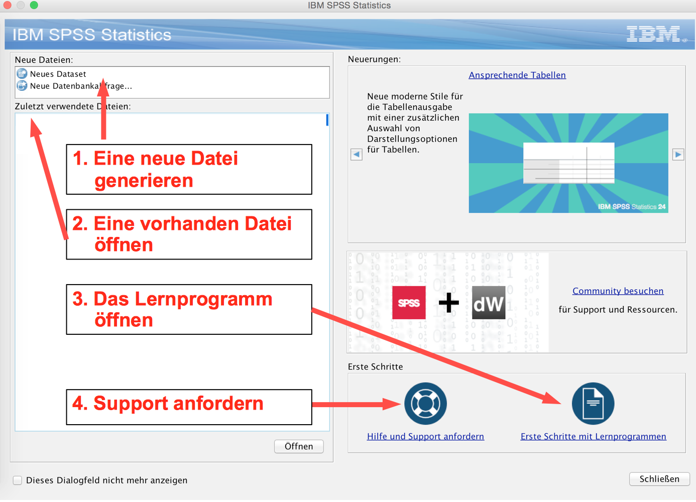 Die von SPSS bereit gestellten und in den Modulen "Beispiele und ...